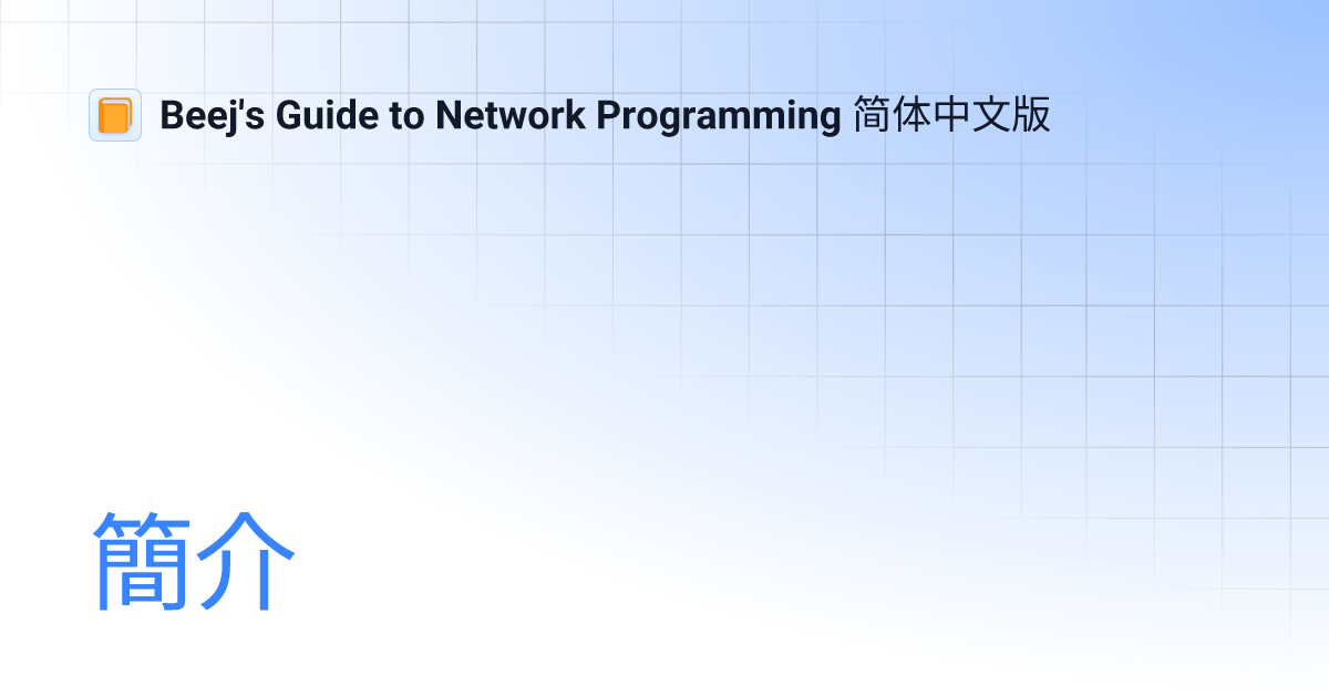 簡介 | Beej's Guide to Network Programming 简体中文版