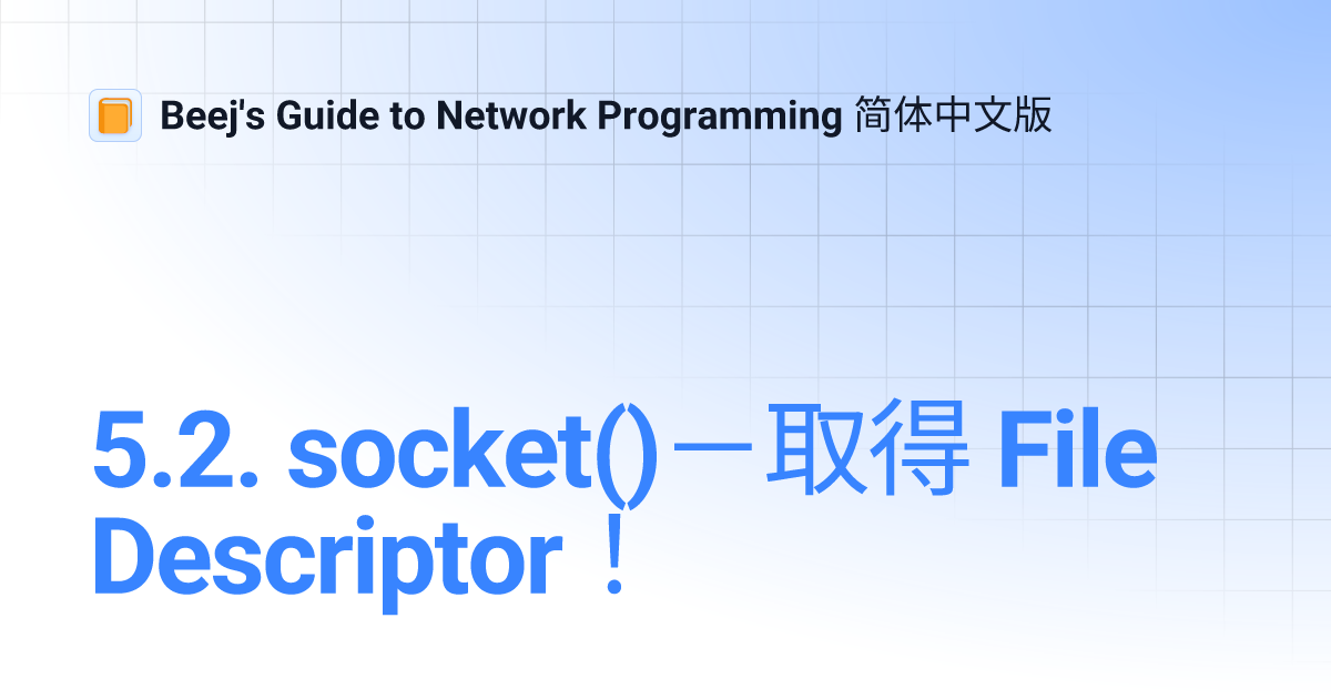 5.2. socket()－取得 File Descriptor！ | Beej's Guide to Network Programming ...