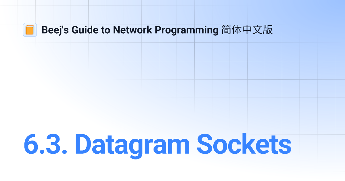 6.3. Datagram Sockets | Beej's Guide to Network Programming 简体中文版