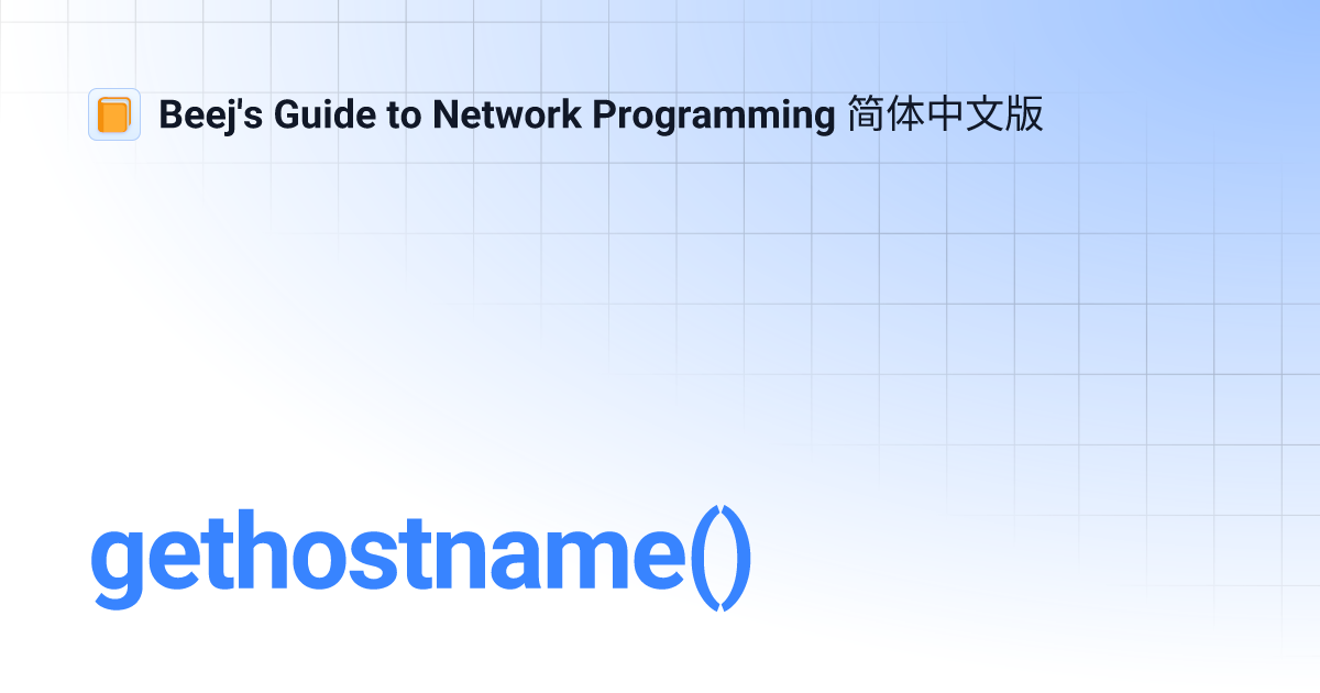 gethostname() | Beej's Guide to Network Programming 简体中文版